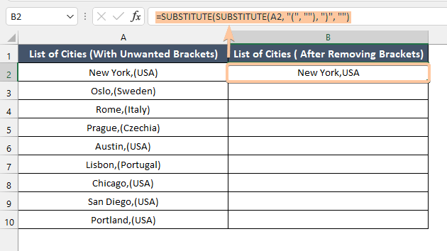 Remove Brackets Effectively In Excel With 5 Methods Excelgraduate
