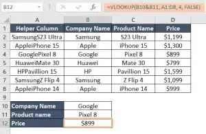 How to Vlookup from Multiple Columns with Only One Return in Excel