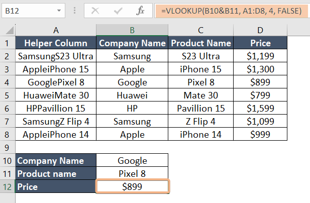 How to Vlookup from Multiple Columns with Only One Return in Excel How to Vlookup from Multiple Columns with Only One Return in Excel