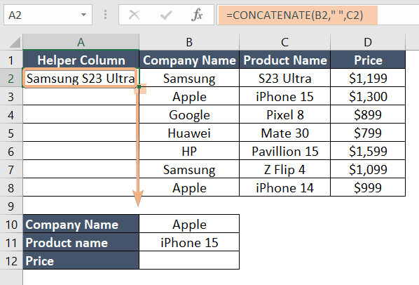 How To Vlookup From Multiple Columns With Only One Return In Excel