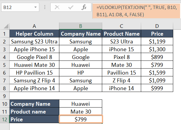 How To Vlookup From Multiple Columns With Only One Return In Excel